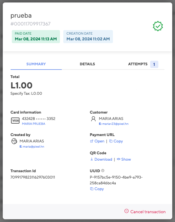Collection Summary – PixelPay